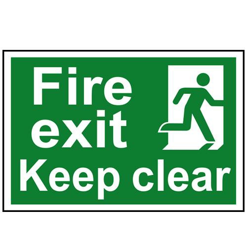Fire Exit Keep Clear Sign - PVC | ScaffoldingDirect