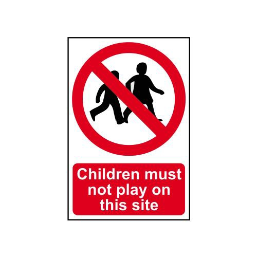 Children Must Not Play On This Site Sign - Correx 400x600mm