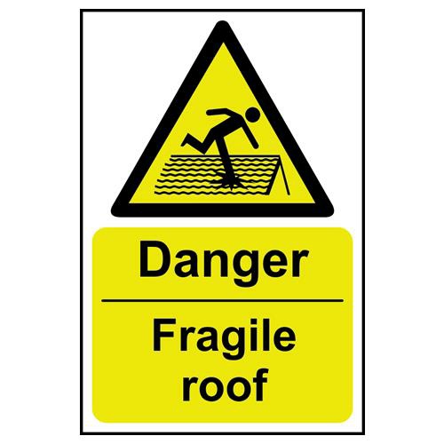 Danger Fragile Roof Sign - RPVC 200x300mm by ScaffoldingDirect
