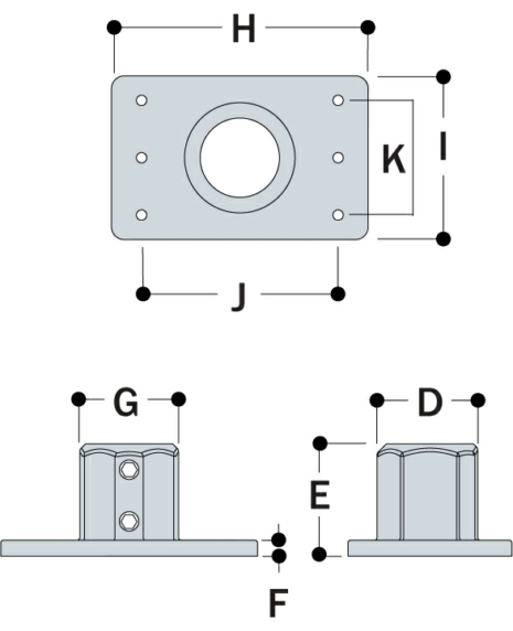 Aluminium Heavy Duty Two Hole Rectangular Flange (48.3mm) - Kee Lite