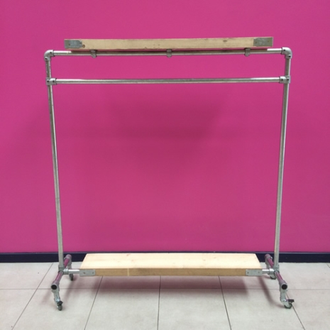 Scaffolding Clothes Rail with double Timber shelf