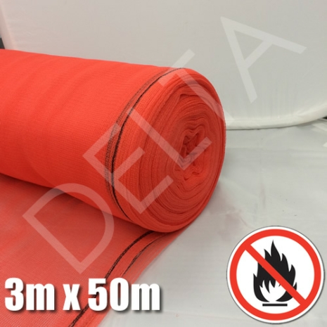 Red Fire Retardant Debris Netting 3m x 50m - 80 GSM